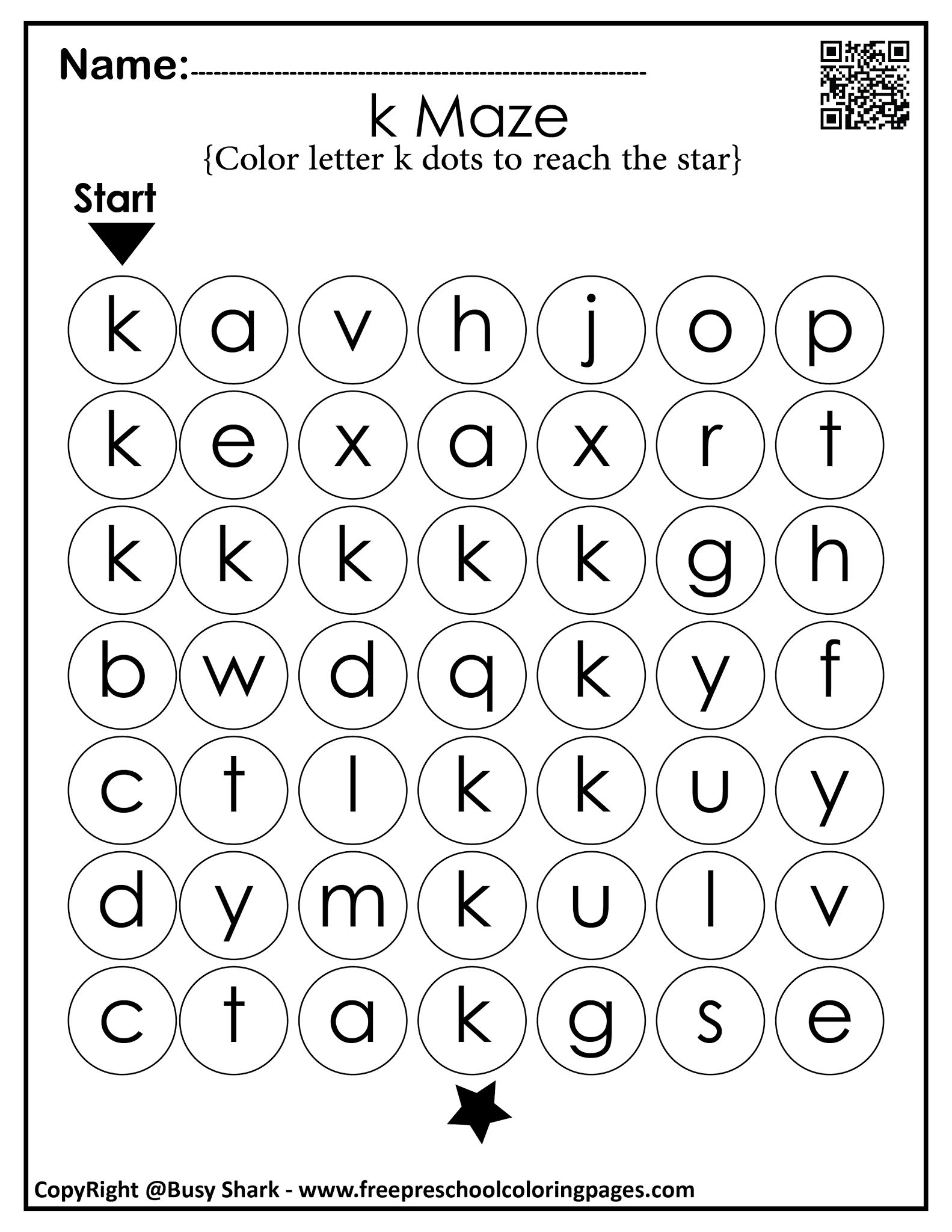 Set of Letter K "10 free Dot Markers coloring pages"