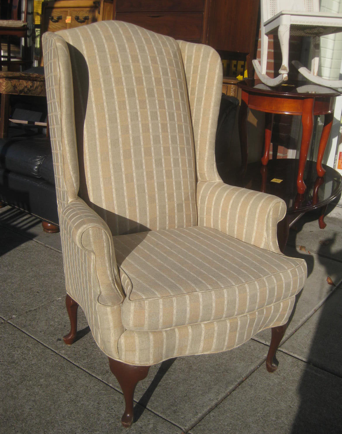 UHURU FURNITURE & COLLECTIBLES: SOLD - Checked Wingback Chair - $80