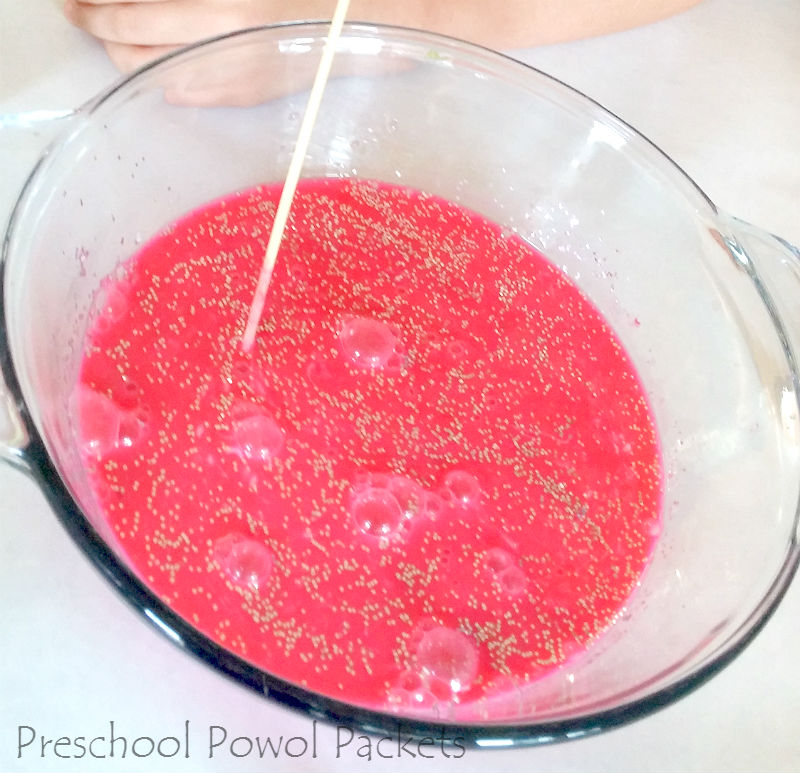 Red Sparkly Apple Slime Preschool Science Experiment | Preschool Powol ...