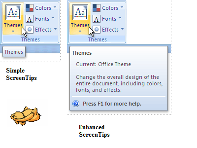 Menyembunyikan atau menampilkan ScreenTips