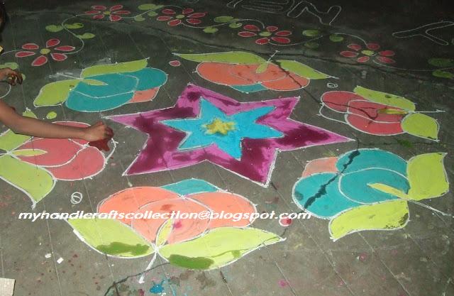 COLOURFUL IMAGINATIONS !!!!!!!: RANGOLI WITH CHALK