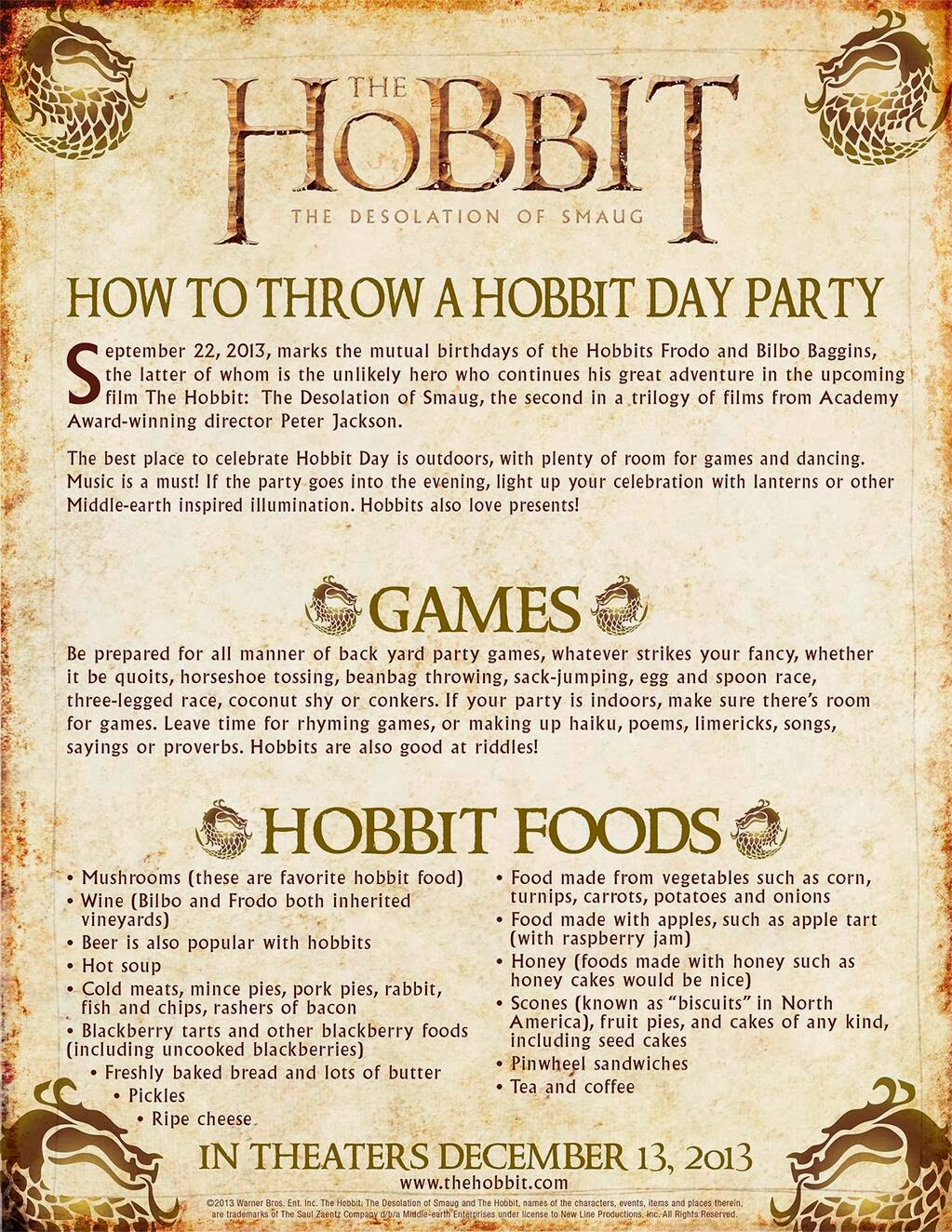 >> Party Instructions: Today Is Hobbit Day!