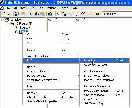 Data Blocks in Simatic Step 7 Siemens