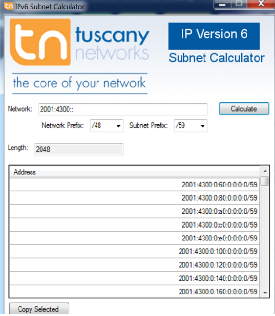My IPv6 address is 2401:300:0:1::8080.: v6 subnet calculator