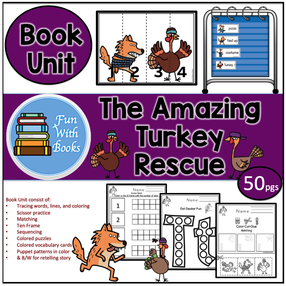 THE AMAZING TURKEY RESCUE BOOK UNIT ~ Book Units by Lynn