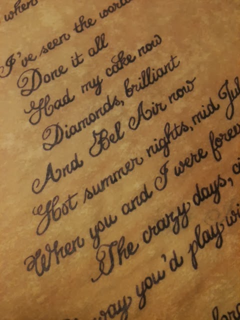 From the Ash Tree Meadow...: Commissioned Calligraphy Work: Song Lyrics ...