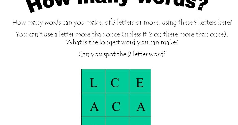 Words You Can Make With The Letters - Letter Format