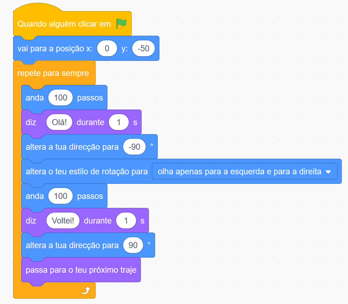 Ficha de trabalho 1 realizada no Scratch