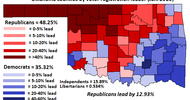 [OC] How each county in Oklahoma voted in Presidential elections from ...