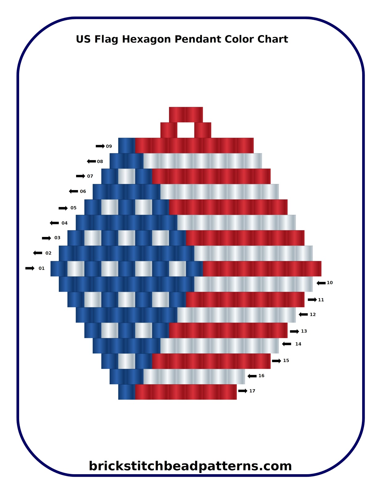 Brick Stitch Bead Patterns Journal: United States Flag Hexagon Pendant ...