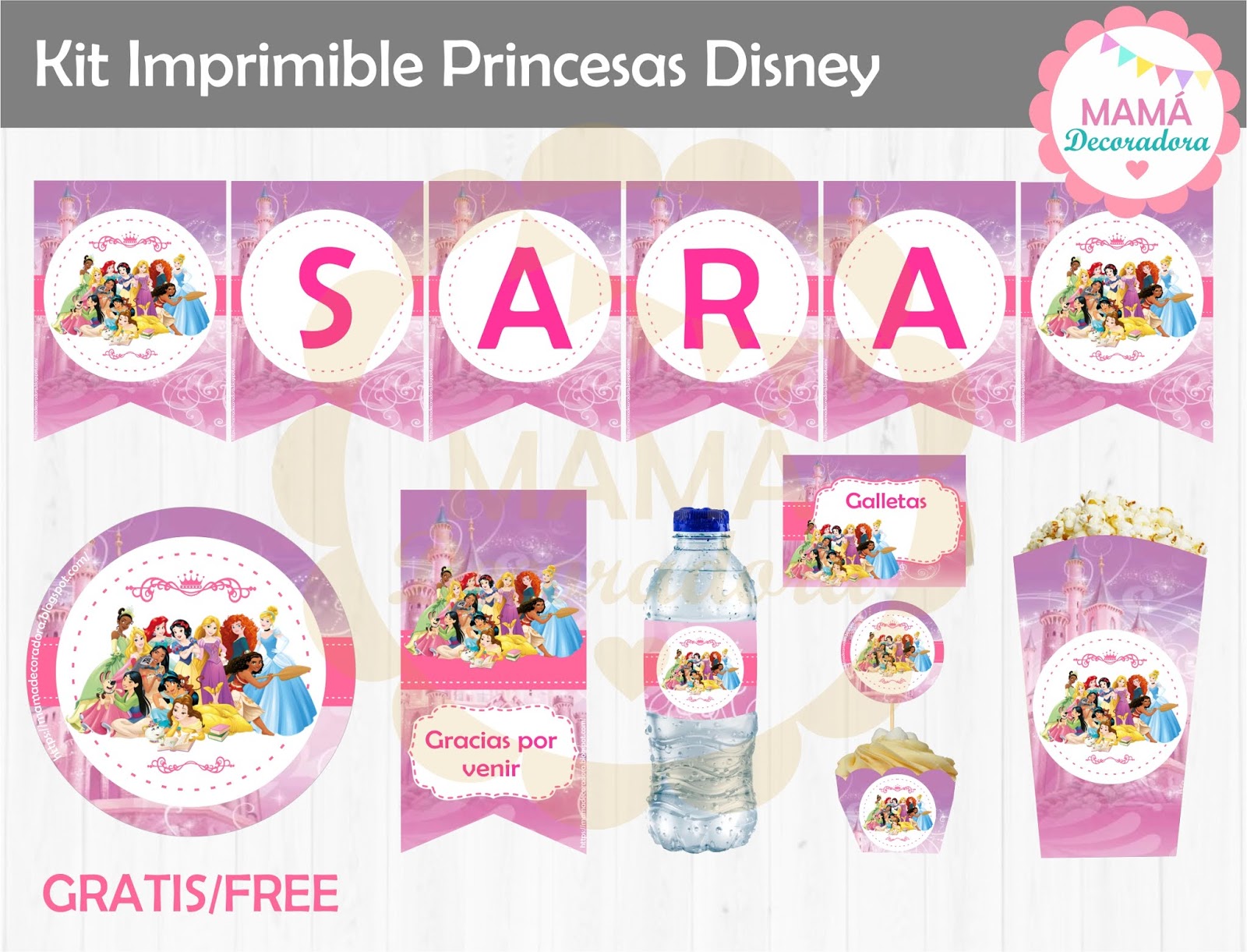 Mamá Decoradora: kit imprimible de Princesas Disney