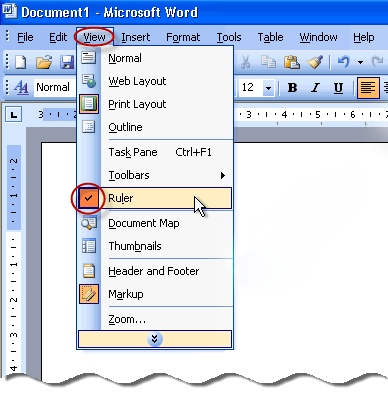 Cách làm hiện thanh Ruler trong word 2007, 2010, 2013
