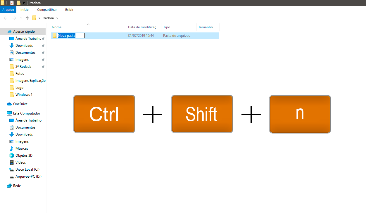 Ajuda Online: Dica - Atalho para Nova Pasta