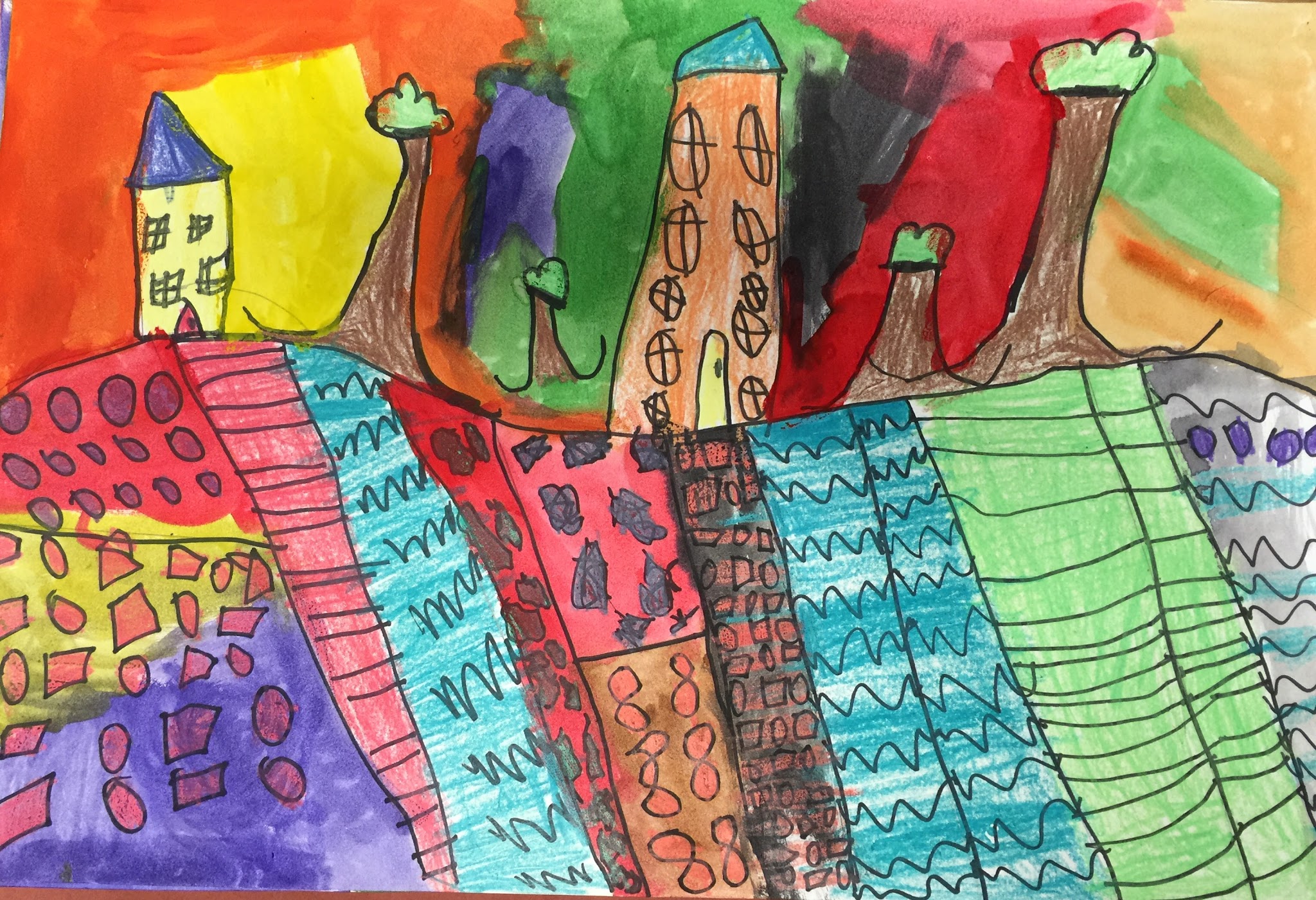 Mrs. Harris' art room: 1st grade Heather Galler folk art landscapes and ...