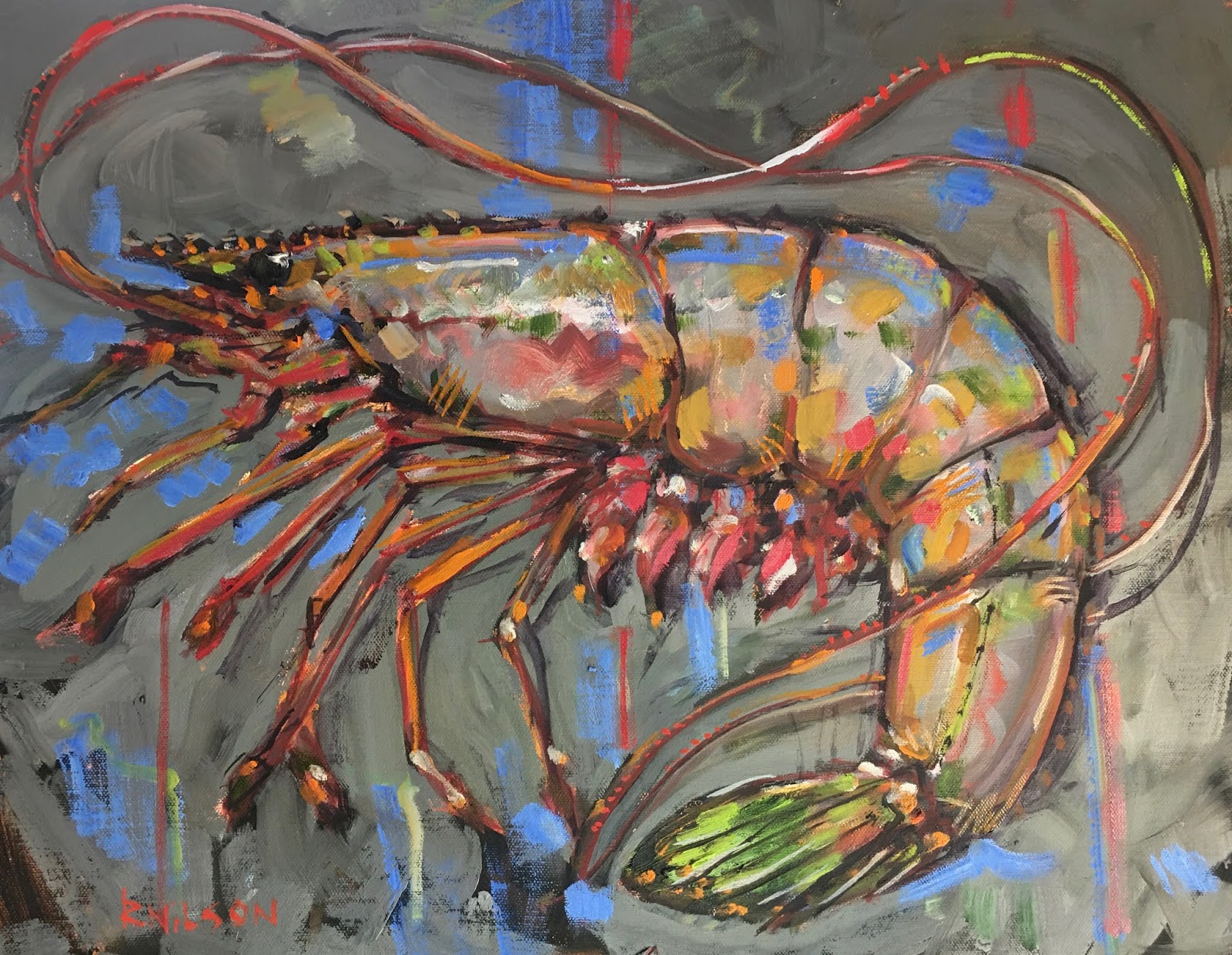 Rick Nilson's Paintings: Colorful Shrimp (SOLD)
