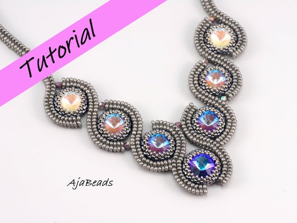 Modern Geometric Inspired Swarovski Rivoli Beaded Pendant Tutorials by ...