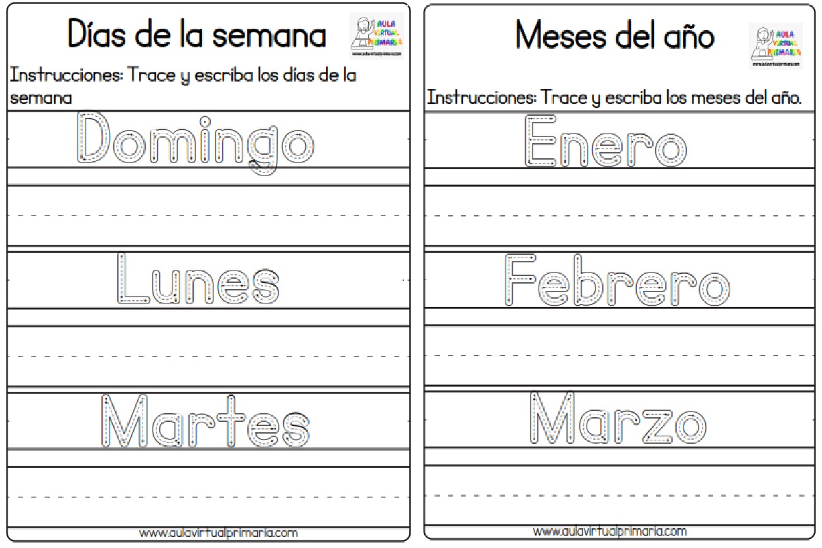 Traza Los Días De La Semana Y Meses Del Año - Dinamicas de grupo ...