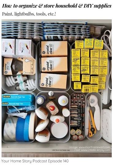 How to organize and store household & DIY supplies (paint, lightbulbs ...