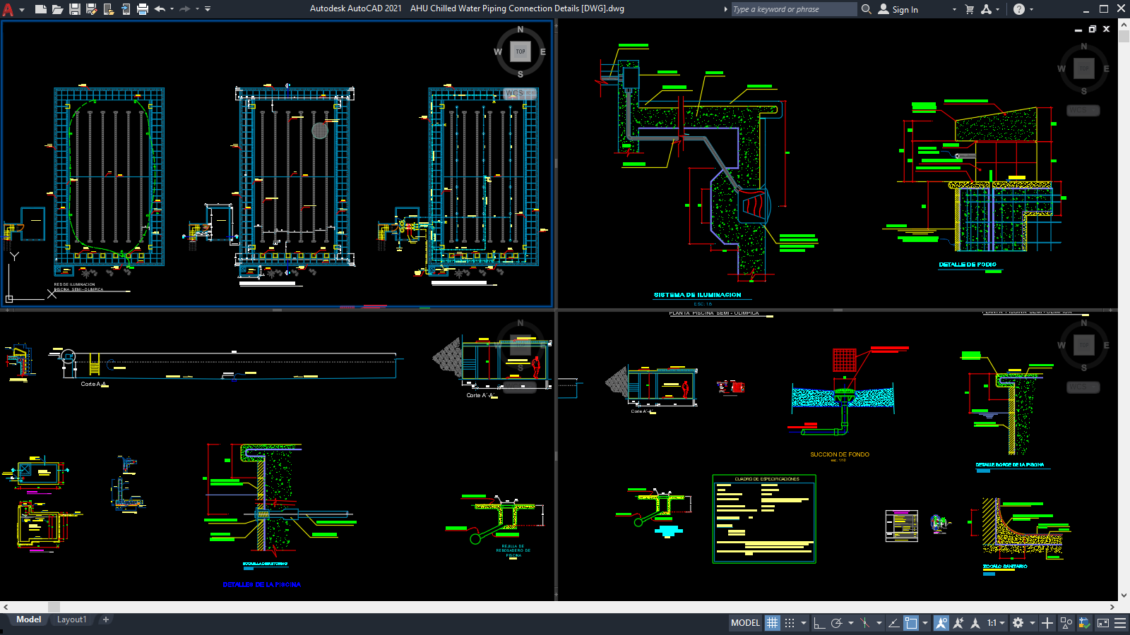 AHU Chilled Water Piping Connection Details [DWG]
