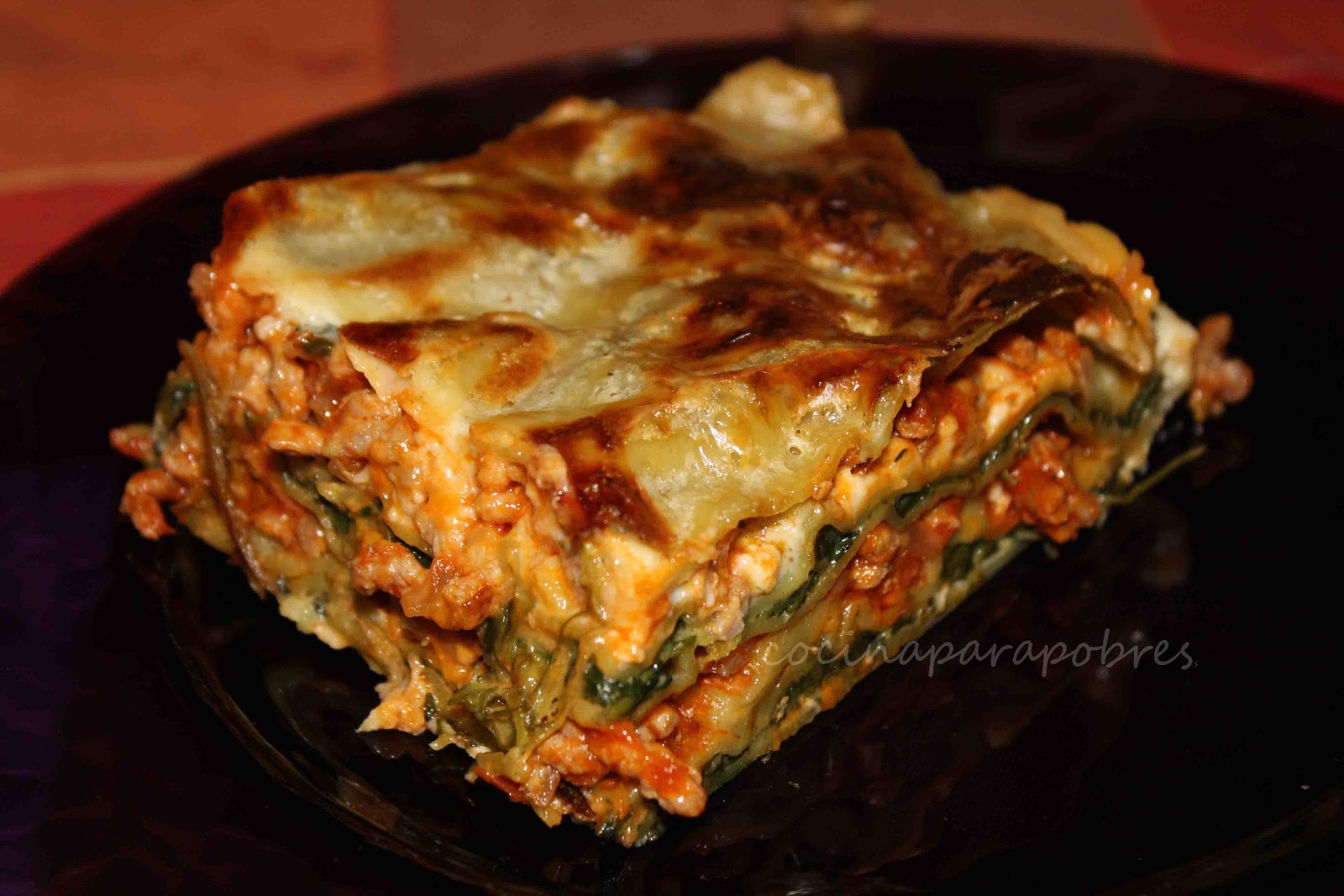 Lasaña de Espinacas y carne picada