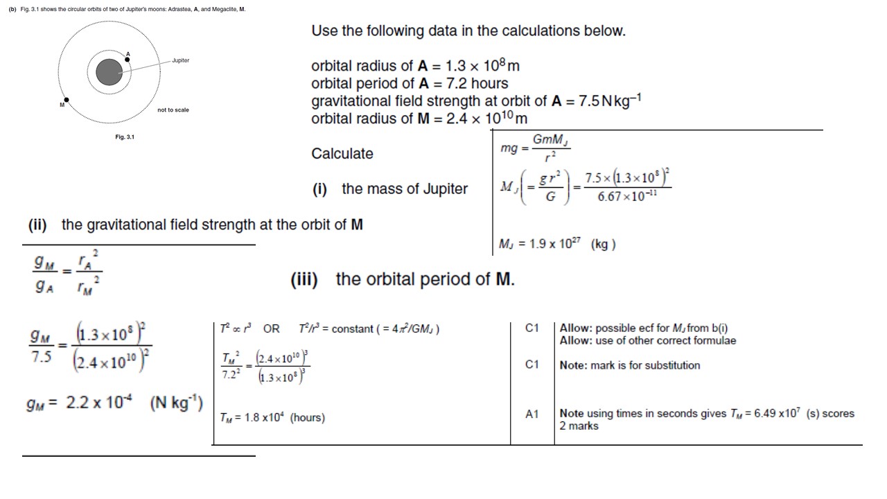 A Level Homework and Answers: Gravity questions
