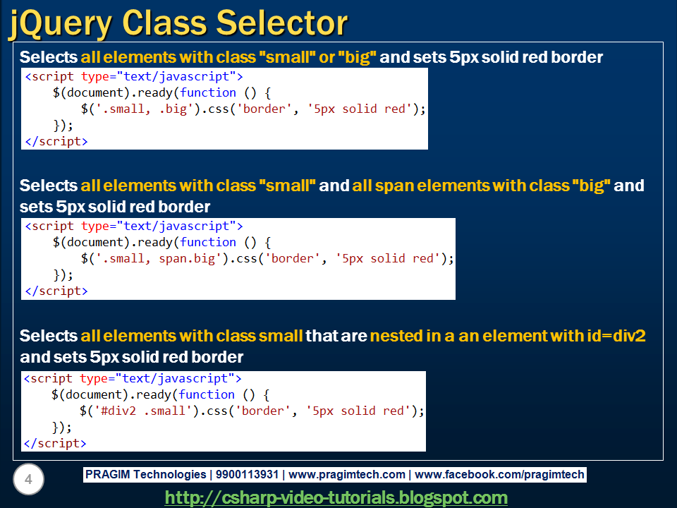 Sql Server Net And C Video Tutorial Jquery Class Selector