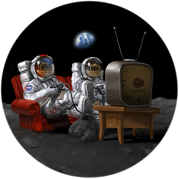 Sebastian Kings Art: Astronauts Chilling on the Moon