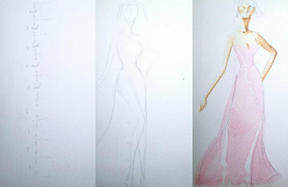 How to draw a red transparent silk dress