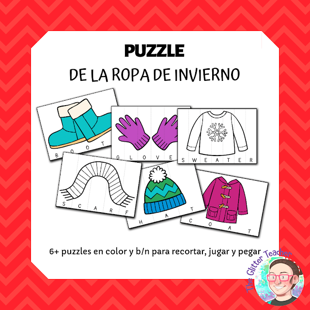 [PUZZLE] Vocabulario de ropa de invierno - The Glitter Teacher