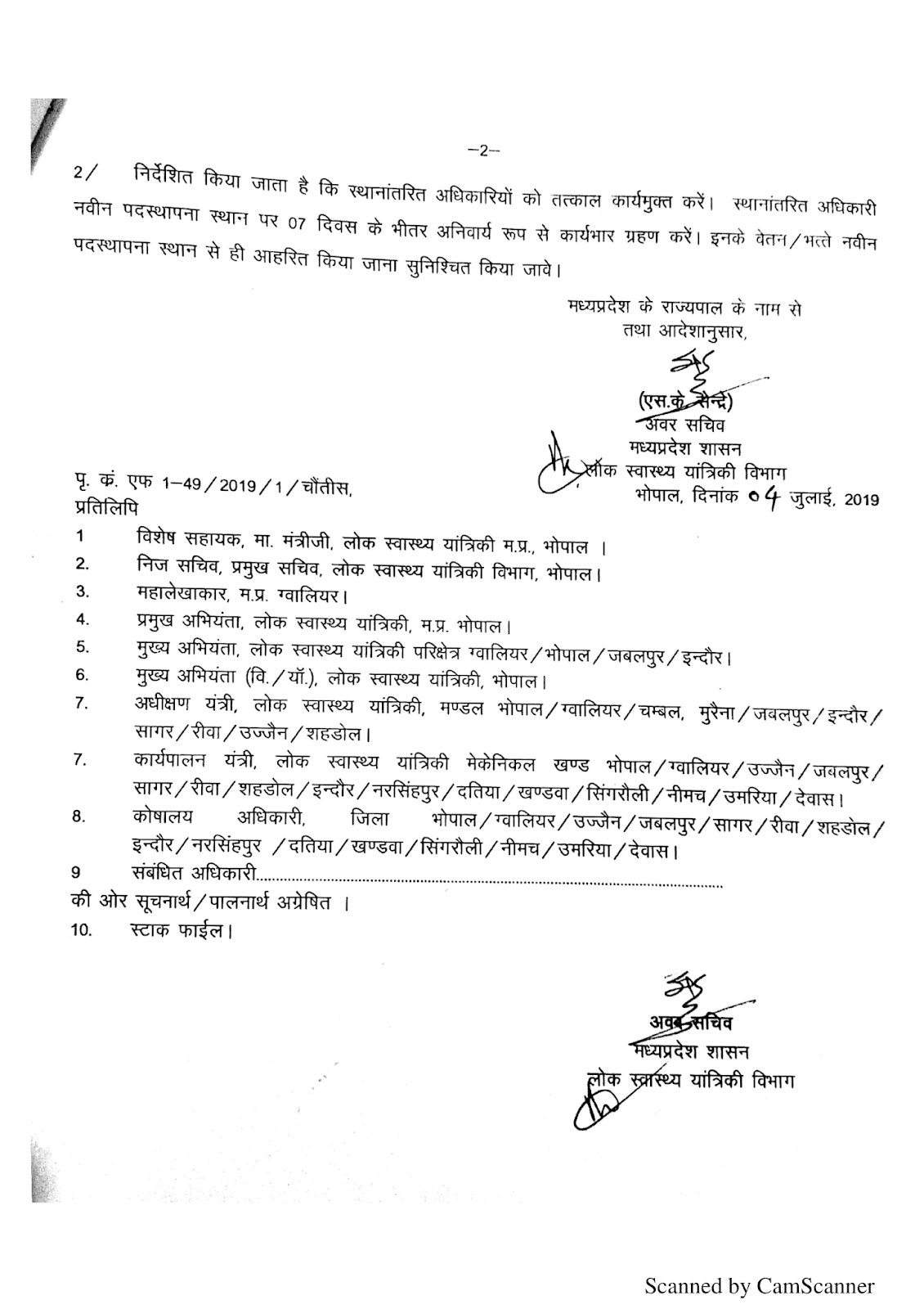 लोक स्वास्थ्य यांत्रिकी विभाग की तबादला सूची | MP PHE TRANSFER LIST ...
