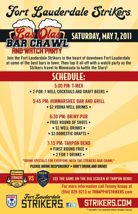 Football in Miami and Beyond: Strikers host Bar Crawl in Downtown Fort ...