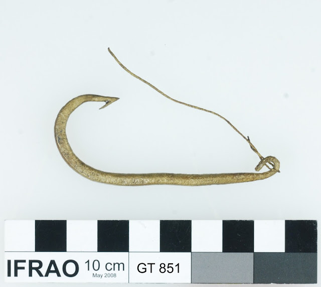 A Woodsrunner's Diary: 17th Century Hand made cold forged brass fish hook.