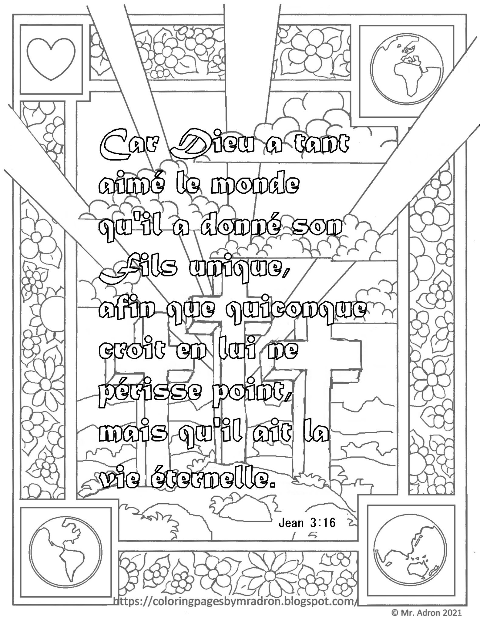 Coloring Pages for Kids by Mr. Adron: Page gratuite de Jean 3:16 en ...