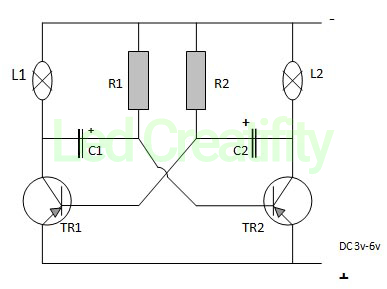 Skema lampu flip flop sederhana