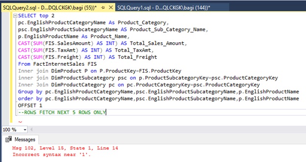 Microsoft Business Intelligence Pagination In Sql Server Using Offset And Fetch