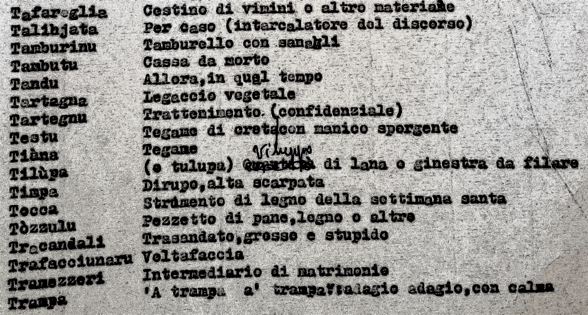 Glossario dei termini dialettali.
