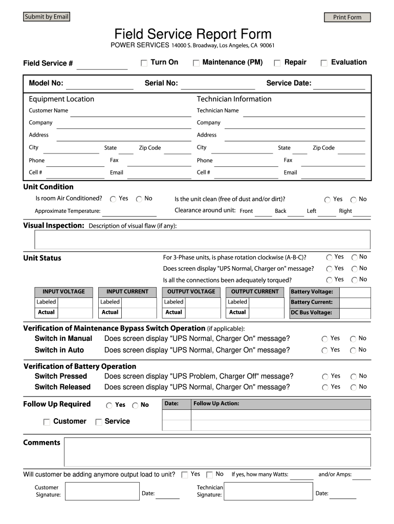 Service Report Form Template - Invoice Template