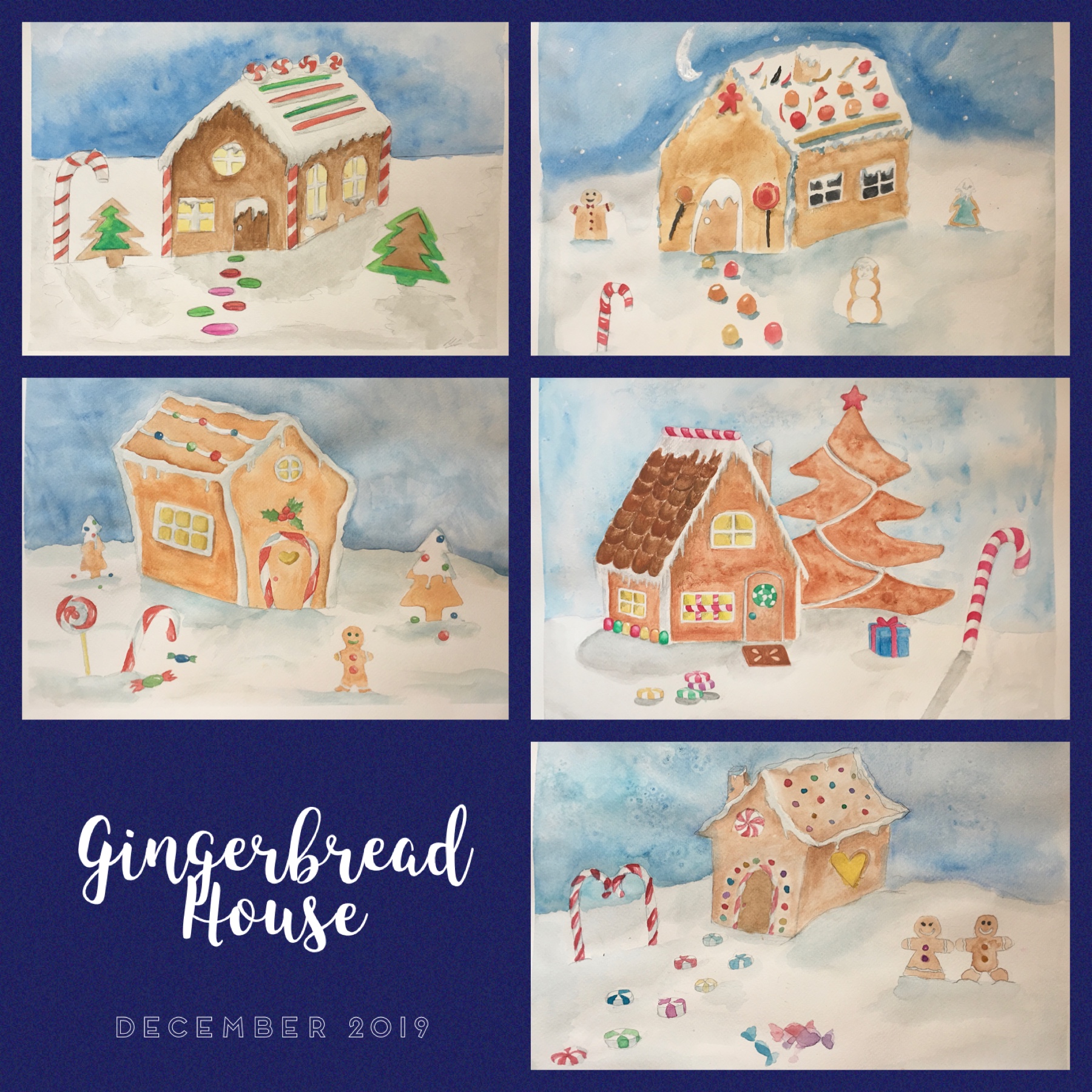 Art Room Britt: Gingerbread House with Candy in Watercolor