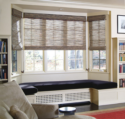 adorned abode archive: Privacy Treatments for Bay Windows