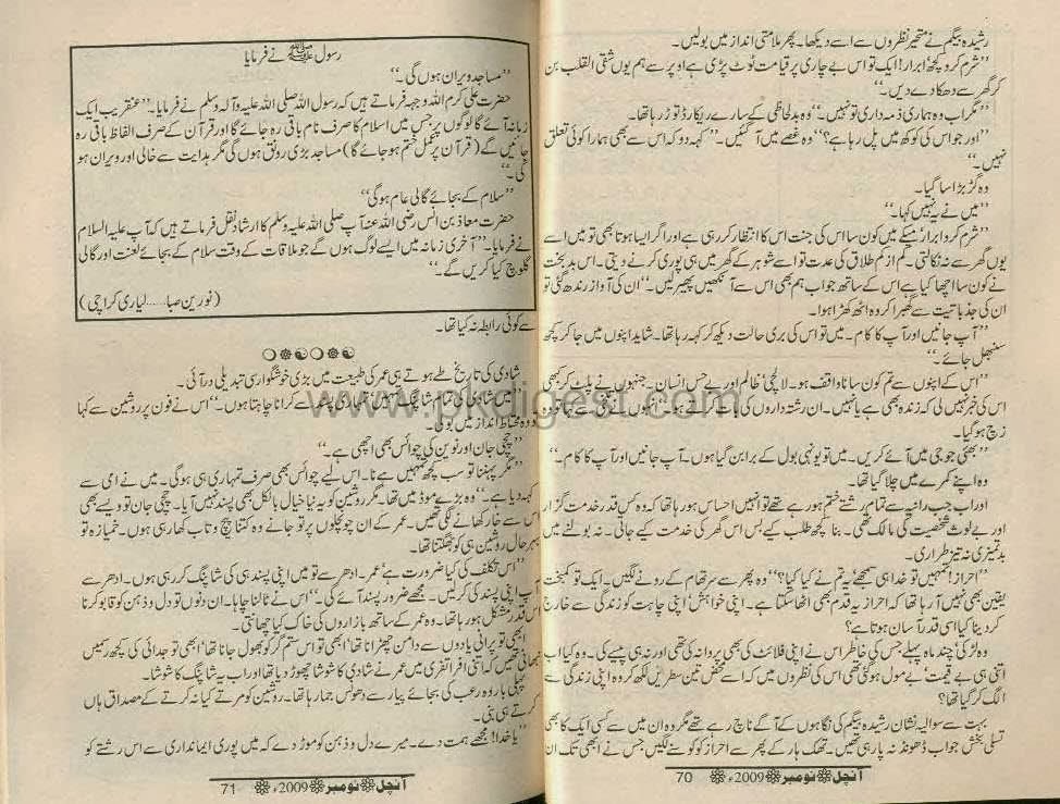 Free Urdu Digests: Aanchal Digest November 2009 Online Reading.