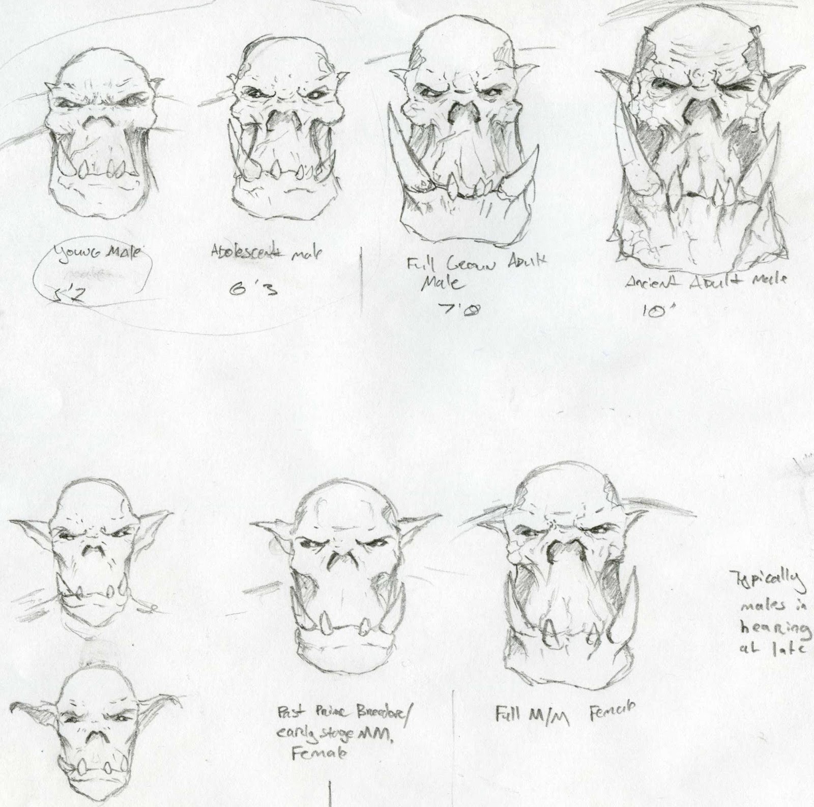The Polygon Monkey: Orc head concepts, sketches and sculpts