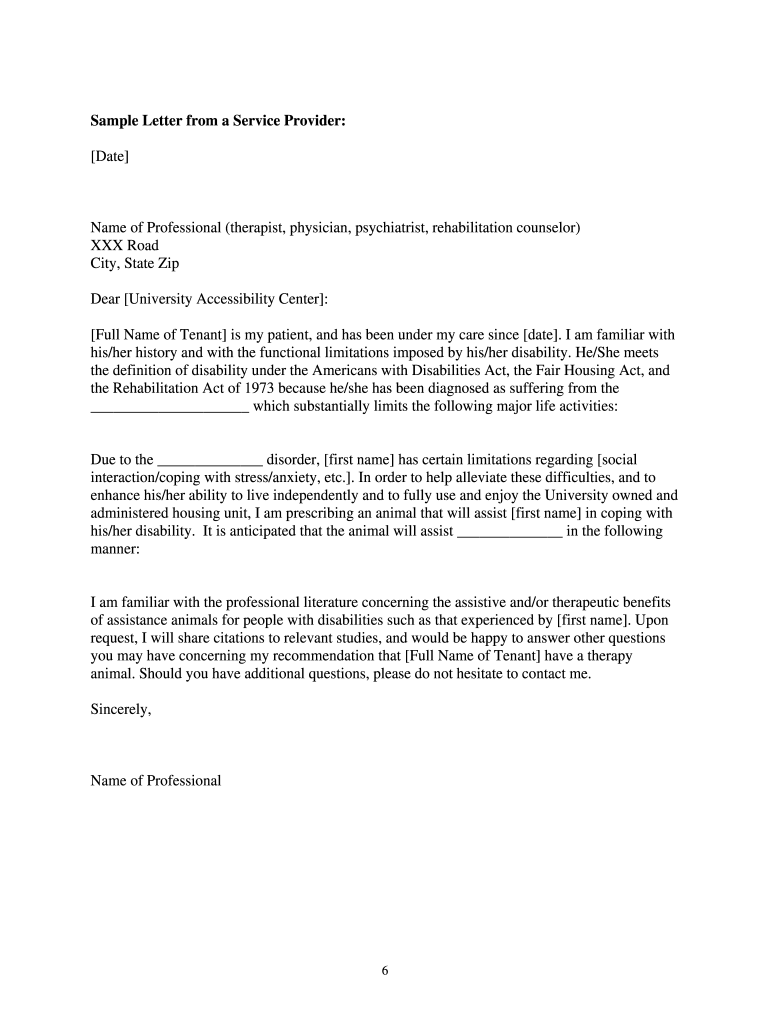 Emotional Support Animal Letter Template ~ Thankyou Letter
