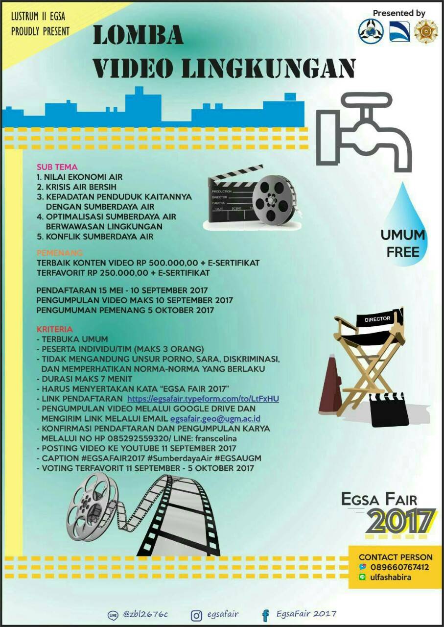 Lomba Video Lingkungan EGSA FAIR 2017 di UGM [Gratis] - Info Lomba 2023 ...