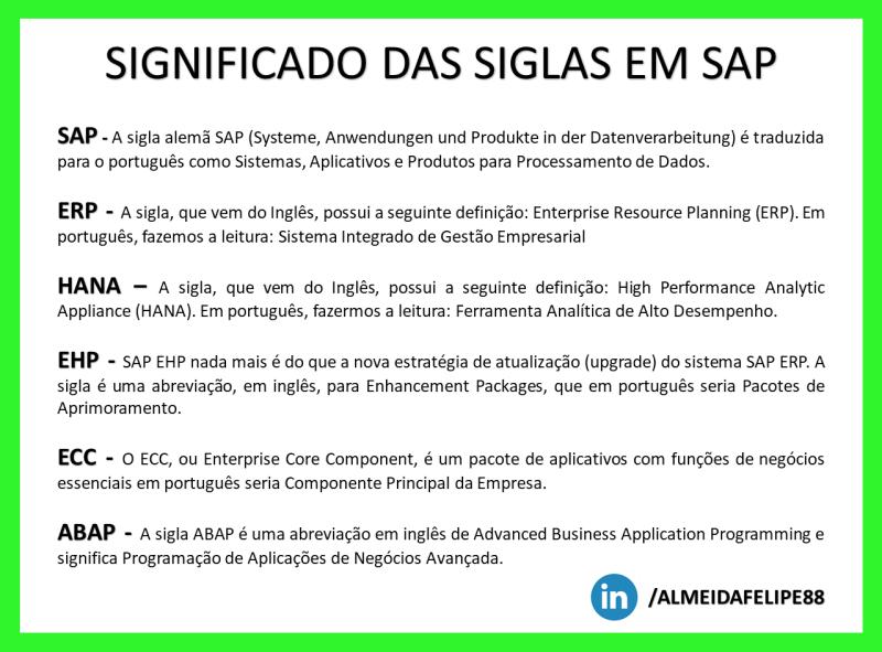 - Síntese Nua e Crua: Significado das SIGLAS em SAP