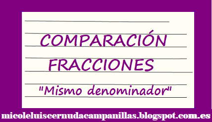 Mi cole Luis Cernuda, Campanillas.: T.7 - 3º "Comparar fracciones mismo ...