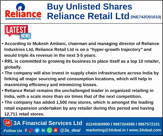 3Adeal.com: Reliance Retail Limited Latest Updates - 2021