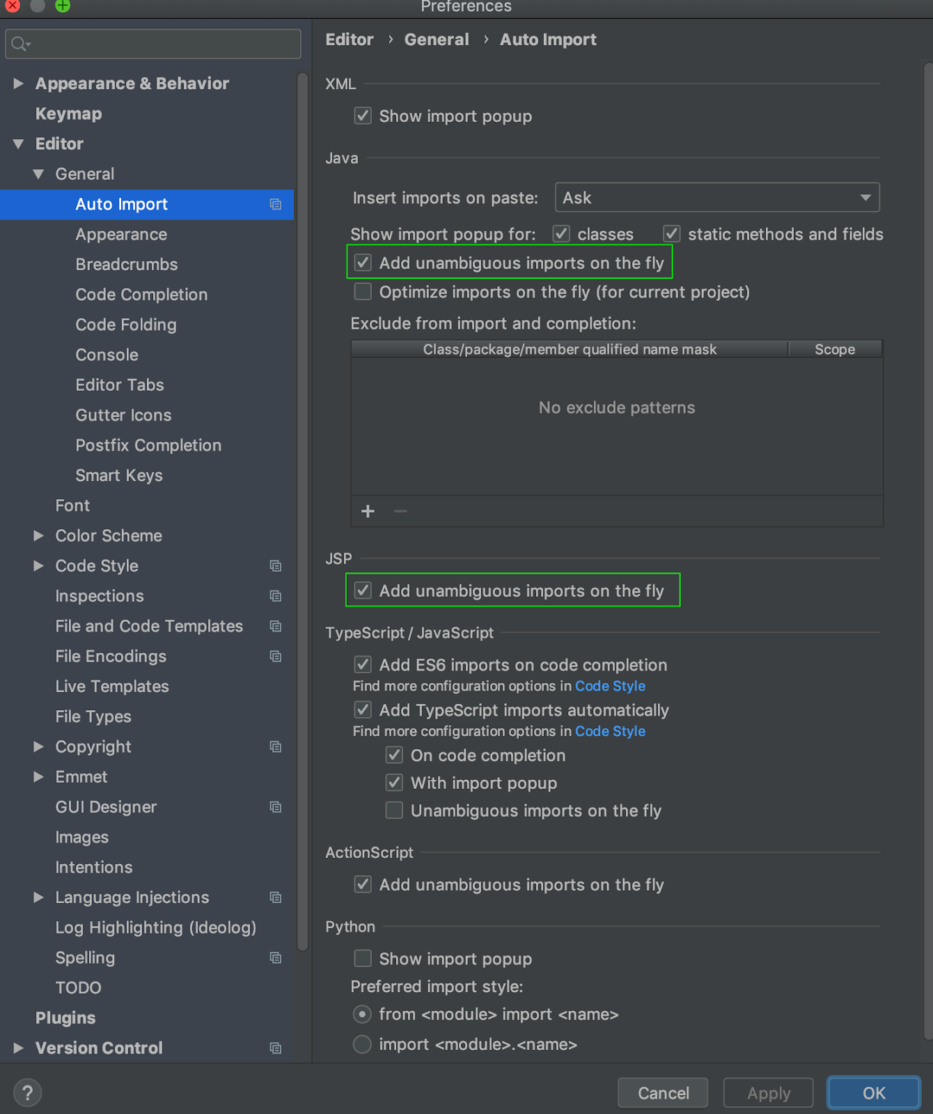 CesarHernandezGT: Optimización de auto imports en IntelliJ IDEA