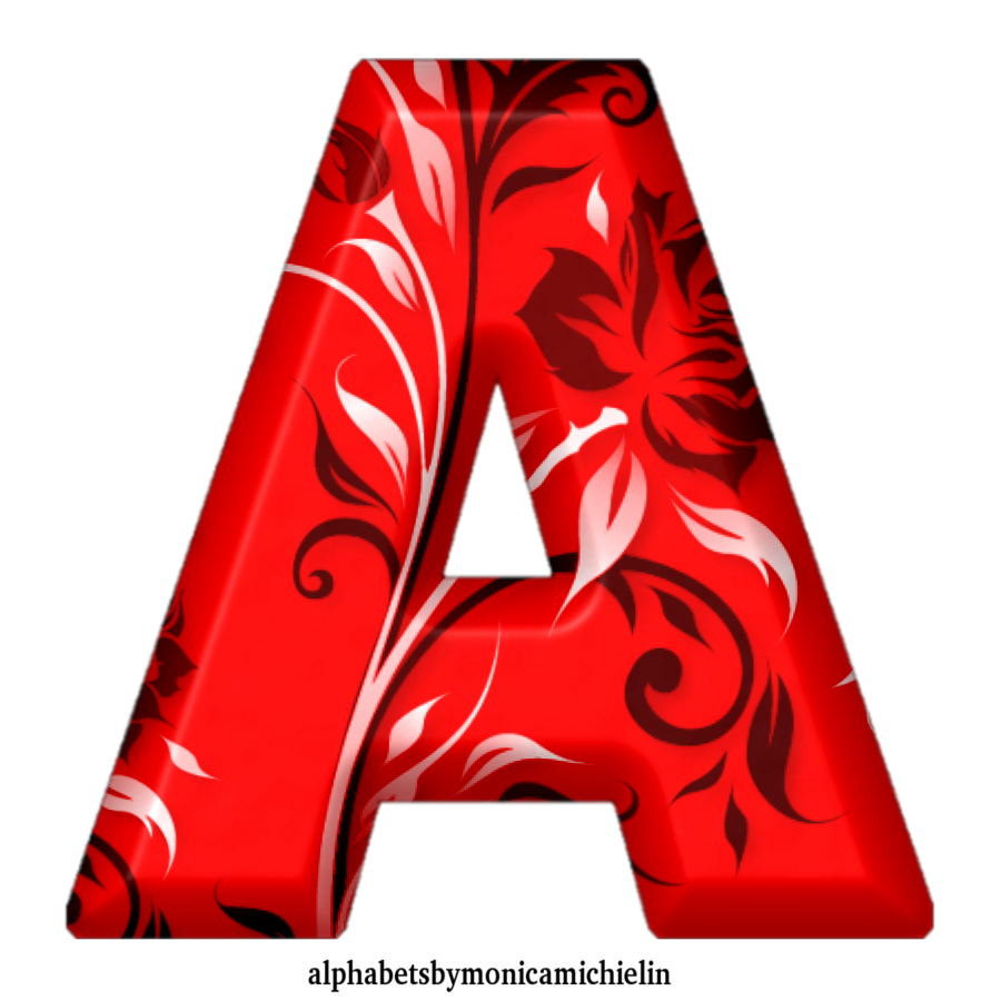M. Michielin Alphabets: ORNAMENTAL FLOWER ARIAL RED ALPHABET, NUMBERS ...
