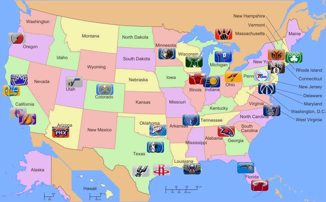 La NBA: MAPA GEOGRÁFICO