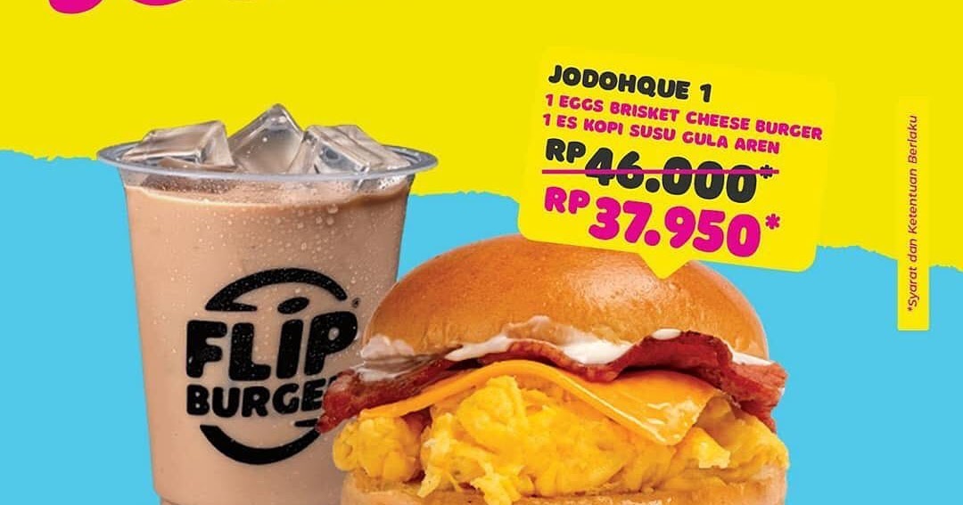 Flip Burger Promo Paket Jodohque + Es Kopi Susu Gula Aren | scanharga